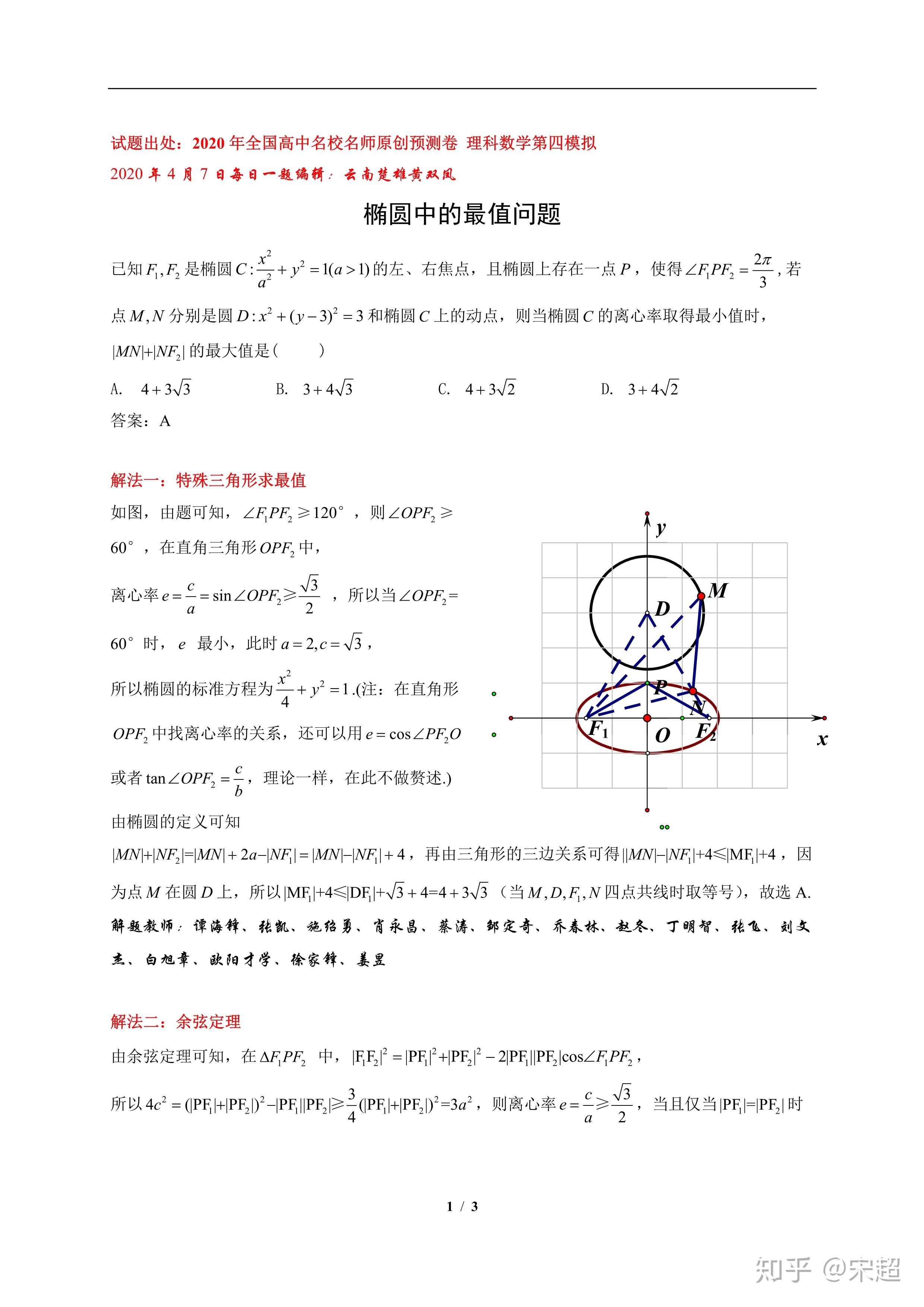 【转载】椭圆中的最值问题 知乎
