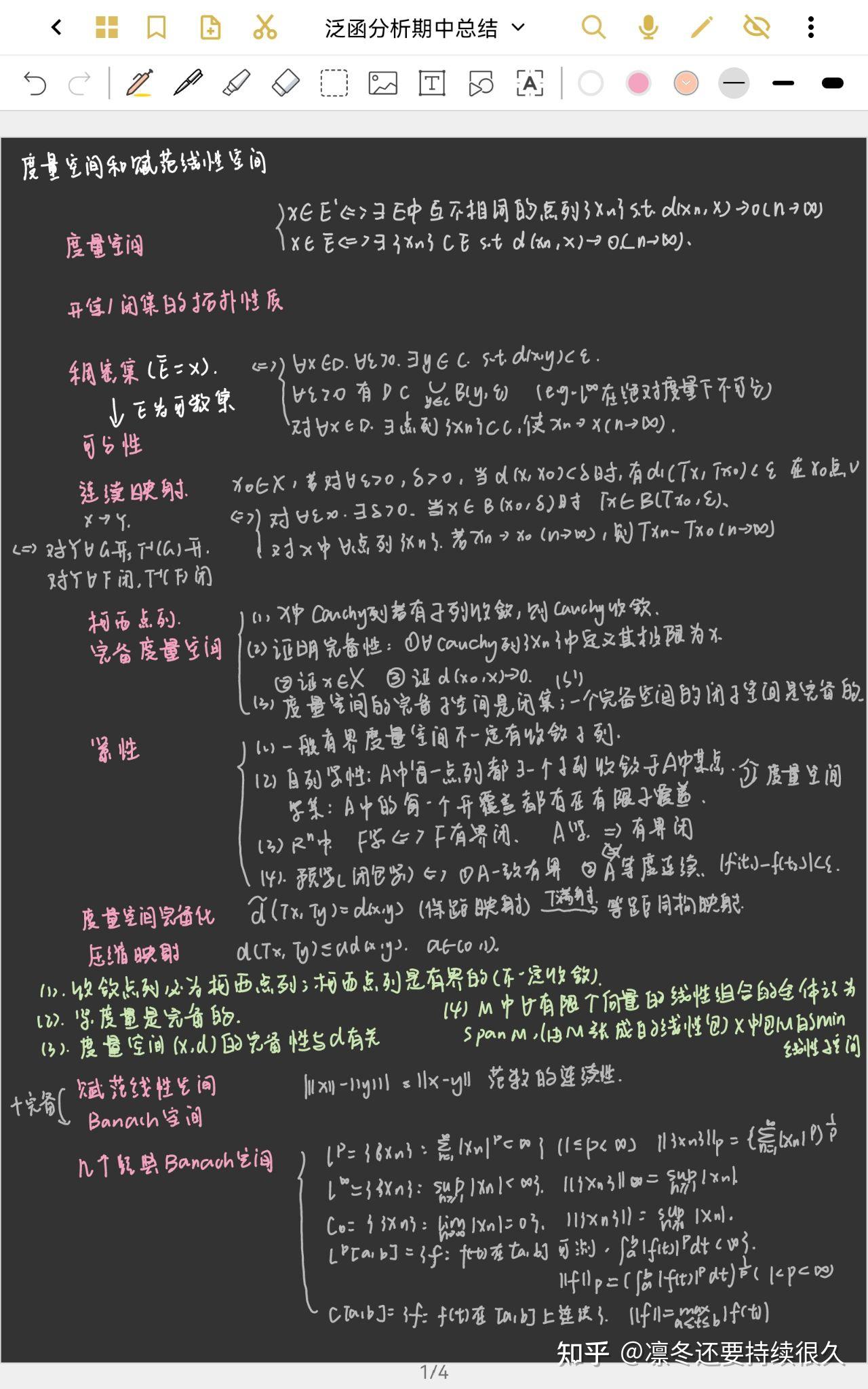 泛函分析期中考试笔记整理 思路总结 例题 知乎