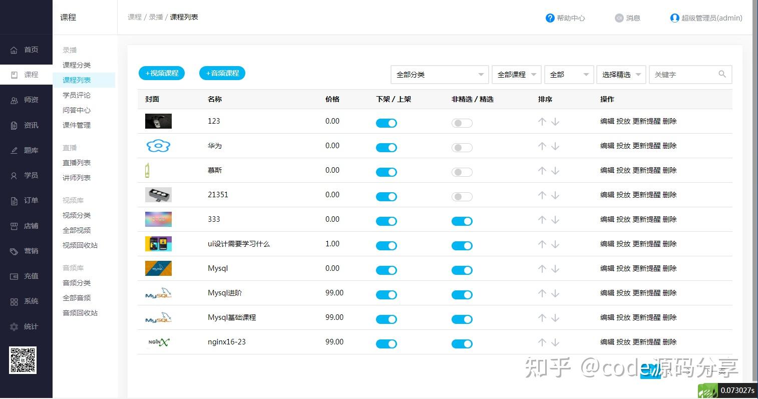 在线教育源码 知识付费平台源码 PC+H5+后台管理端 网络课程源码 - 知乎