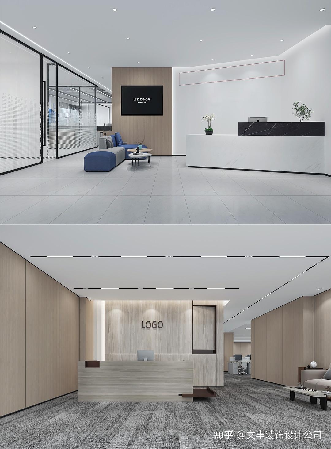 现代办公室前台设计效果图-企业前厅装修布局合集 - 知乎