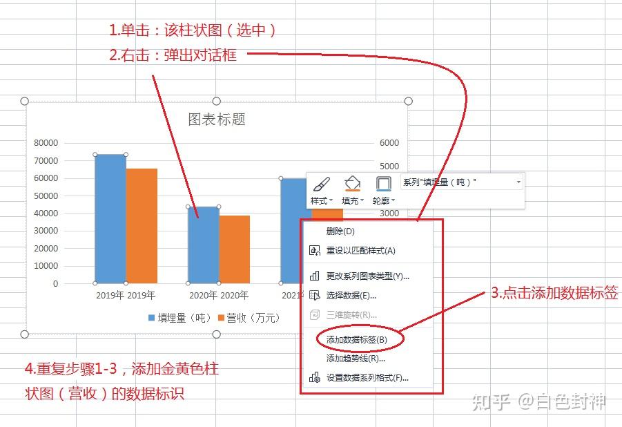 不同量级的数据 两个柱状图 （wps） 双柱状图 双y轴 同一图表（wps Excle）—空数据隔行法 知乎 