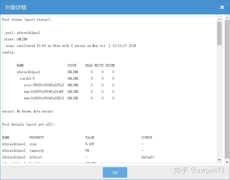 ZFS软阵列RAIDZ1降级跑分与重建 - 知乎