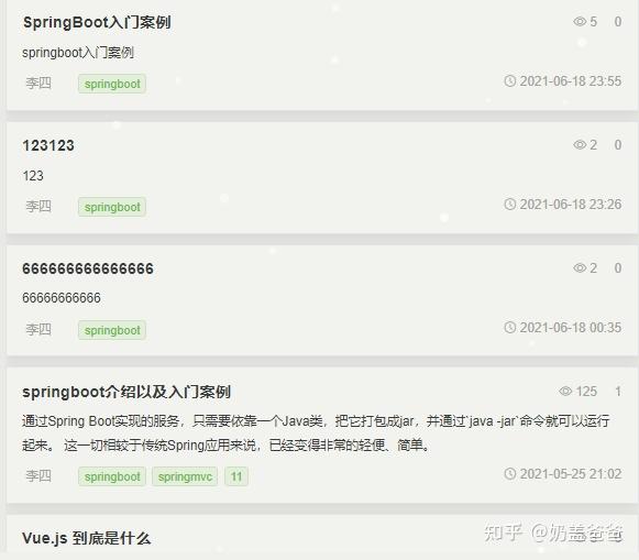 Springbootvue 练手项目 个人博客系统 知乎 
