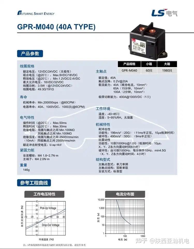 韩国LS电气GPR-M040，GPR-M100，GPR-M150，GPR-M250,GPR400工业直流接触器，广泛用于电动汽车行业，GER系 ...