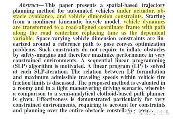 Trajectory Planning Under Vehicle Dimension Constraints Using Sequential Linear Programming - 知乎