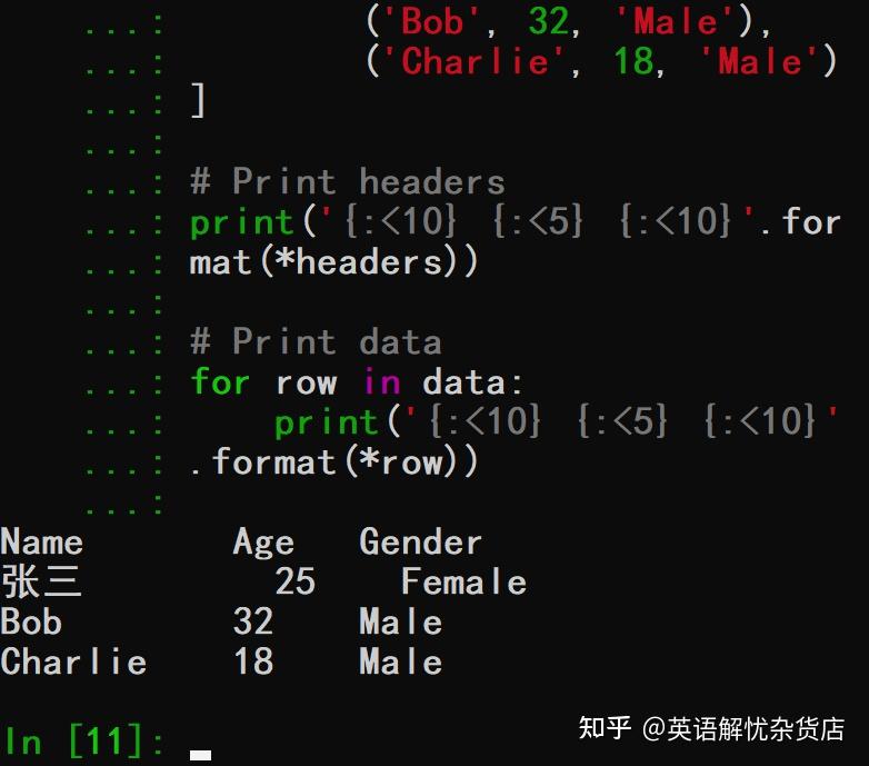 Python格式化输出：让你的输出更简洁、更美观 知乎 6271