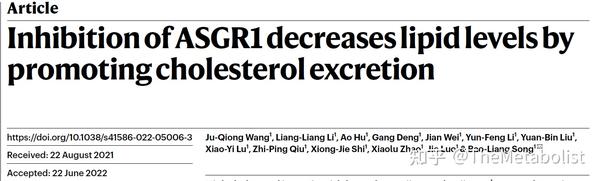 代谢学人--Nature: 驱逐胆固醇，Asgr1有奇效！ - 知乎