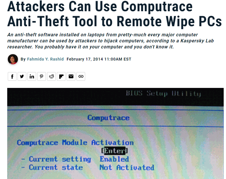Absolute公司在主板BIOS中预置的防盗追踪软件Computrace控制用户系统、监控用户行为 - 知乎