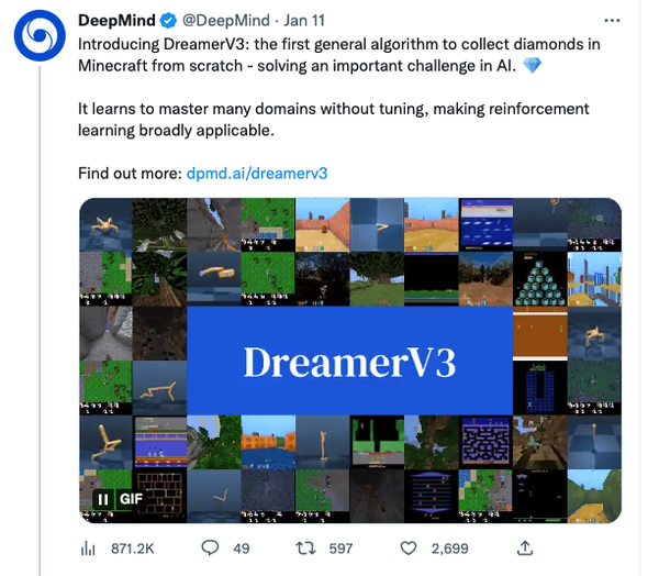 DeepMind 发布强化学习通用算法 DreamerV3，AI 成精自学捡钻石 - 知乎