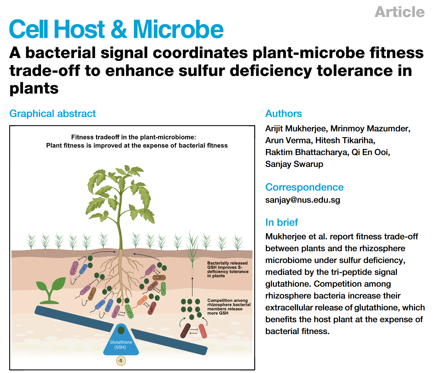 Cell Host & Microbe | 根际细菌调控植物-微生物稳态与增强植物的缺硫生长 - 知乎