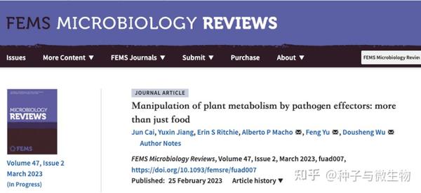 FEMS Microbiology Reviews｜病原菌效应蛋白操纵植物代谢及微生物组 - 知乎