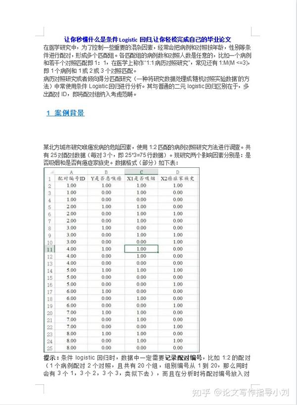 让你秒懂什么是条件logistic回归 让你轻松完成自己的毕业论文 知乎