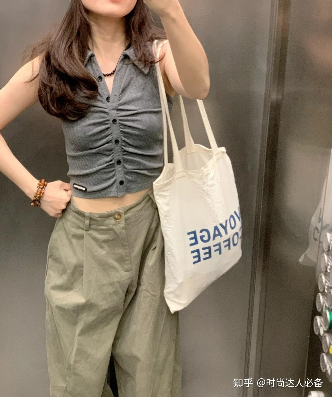 154｜初夏Ootd：灰色紧身背心 军绿色阔腿裤 - 知乎