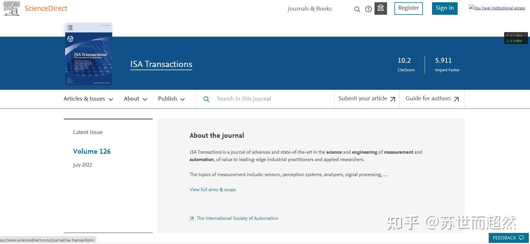 《ISA Transactions》期刊投稿指南 Editorial Manager投稿系统 - 知乎