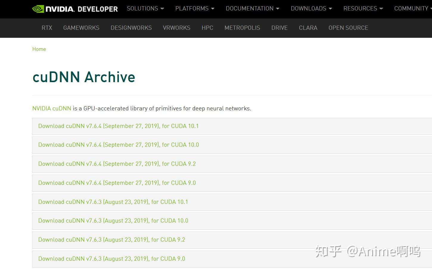 安装CUDA 和cuDNN中需要的网址以及查看显卡的支持的CUDA版本 - 知乎