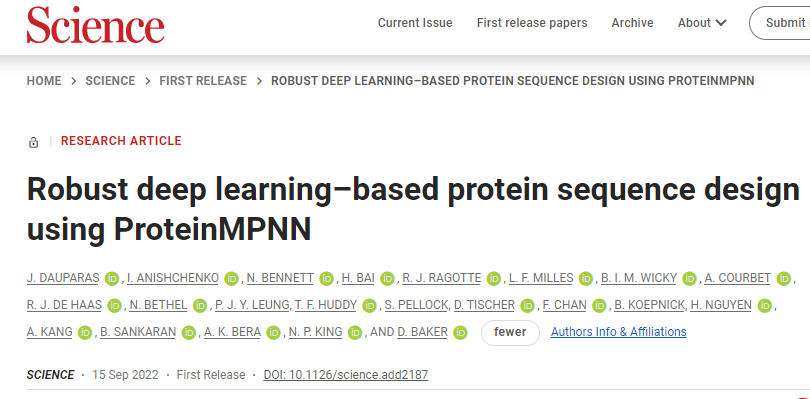 Science | ProteinMPNN : 基于深度学习的蛋白序列设计 - 知乎