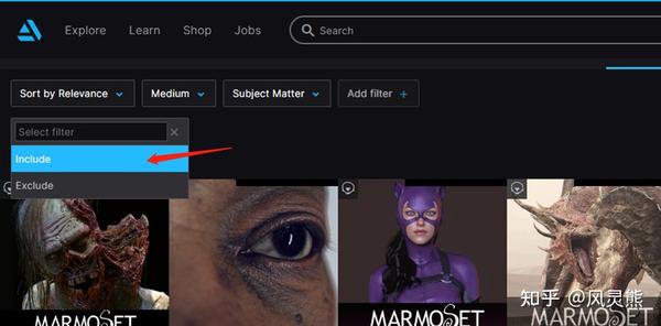 如何在ArtStation.com站点只搜索网页上有展示3D模型的资源 - 知乎
