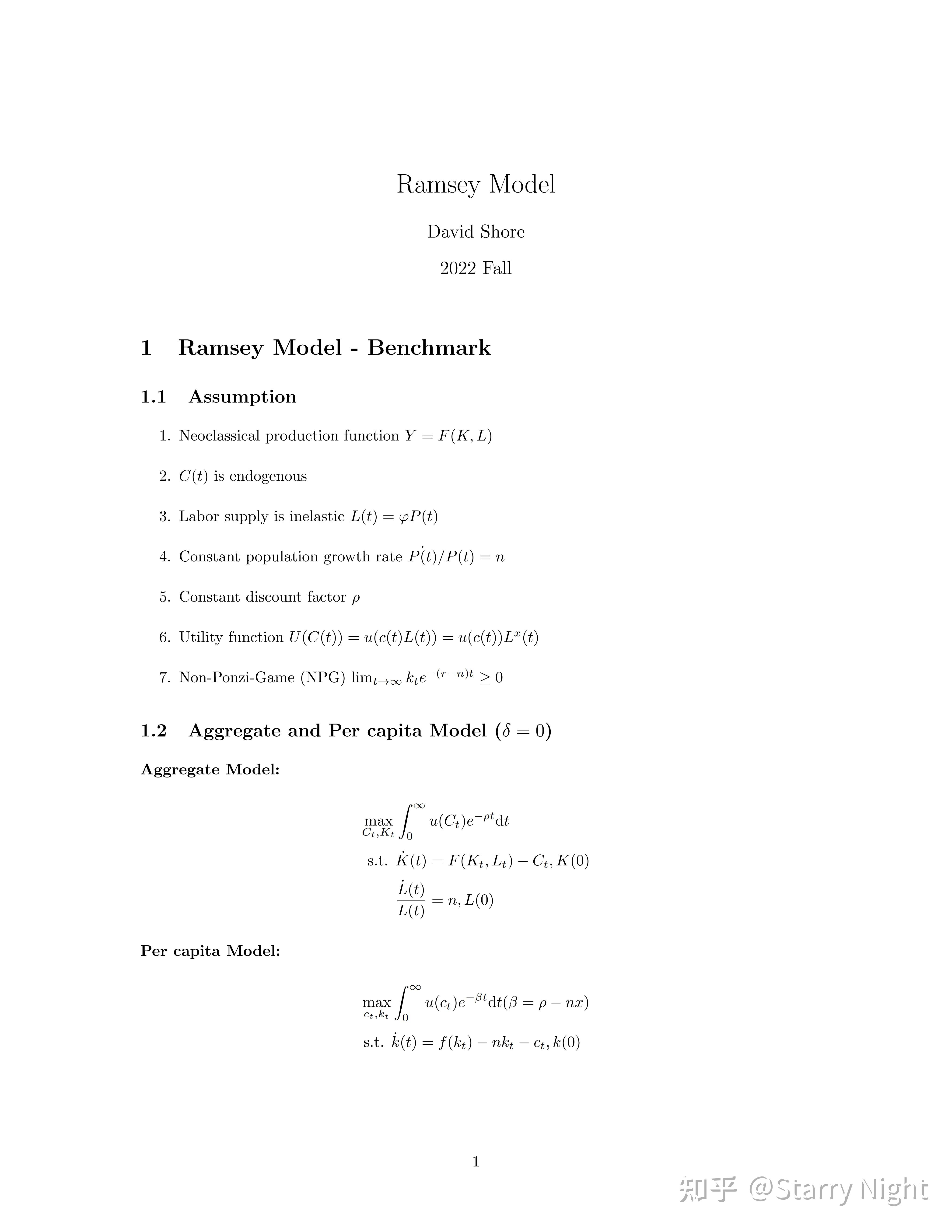 高级宏观经济学（三）：ramsey Cass Koopmans模型 知乎