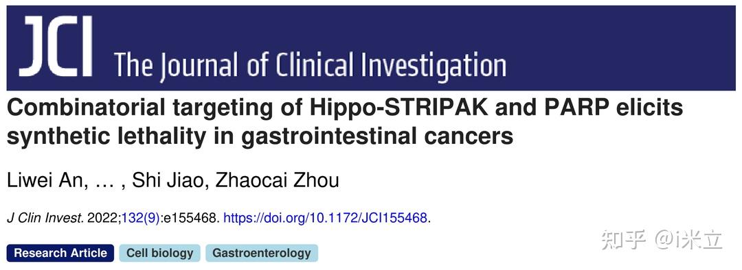 IF:19.456｜Hippo-STRIPAK和PARP联合靶向导致胃肠道癌症合成致死 - 知乎