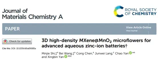 JMCA：3D高密度MXene@MnO2微花用于水系锌离子电池 - 知乎