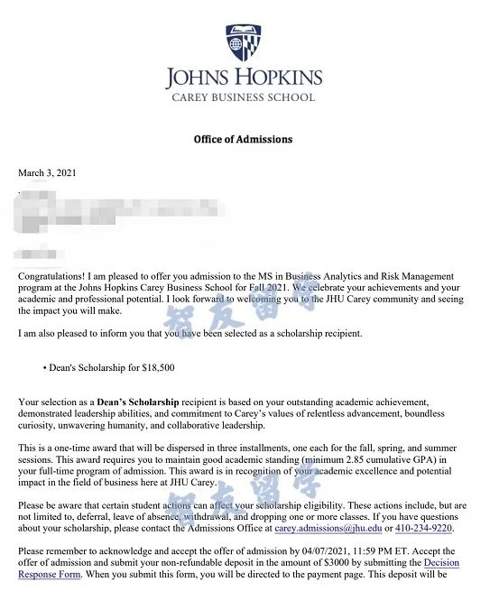 【JHU Offer捷报】恭喜智友5位学子斩获JHU商学院 offer - 知乎
