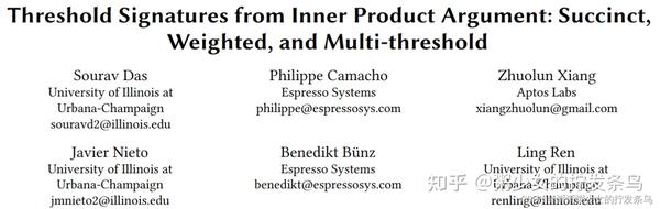 Threshold Signatures from Inner Product Argument: Succinct, Weighted, and Multi-threshold - 知乎