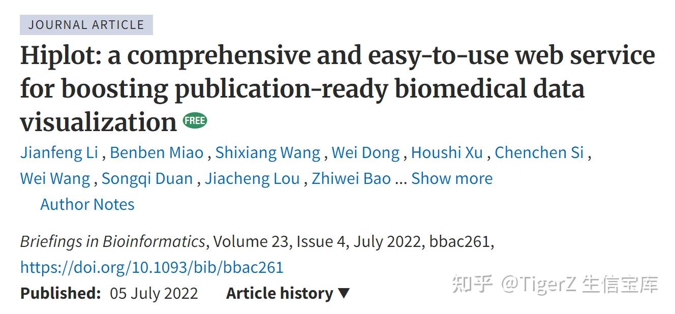 文献阅读 | Briefings in Bioinformatics | Hiplot：全面且易于使用的生物医学可视化分析平台 - 知乎