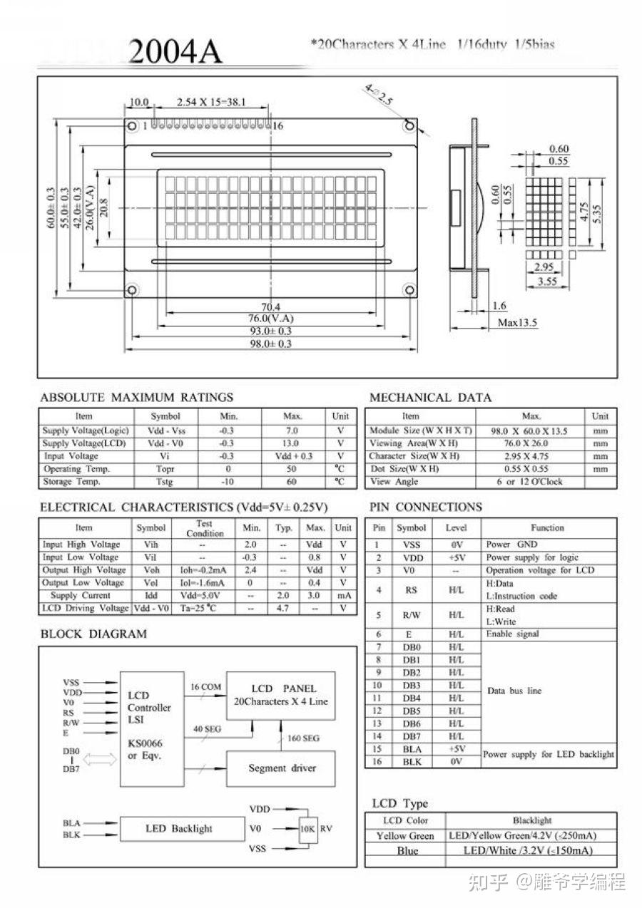 【雕爷学编程】Arduino动手做（127）---2004A LCD液晶屏模块 - 知乎