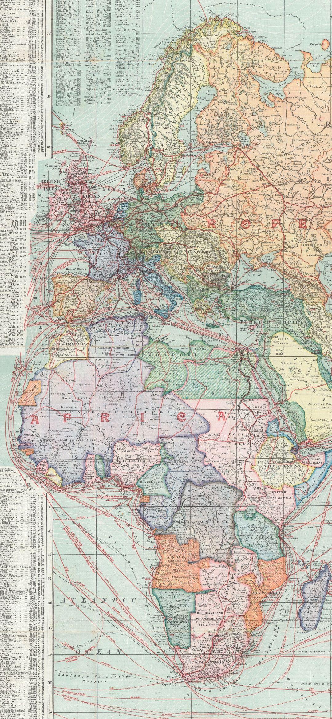 1910年世界地图，两张（Scarborough's map of the world,1910）：殖民领、势力范围、主要航线 - 知乎
