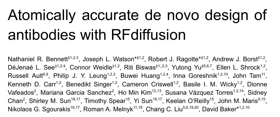 原子级精确，David Baker团队开发RFdiffusion变体对抗体进行从头设计 - 知乎