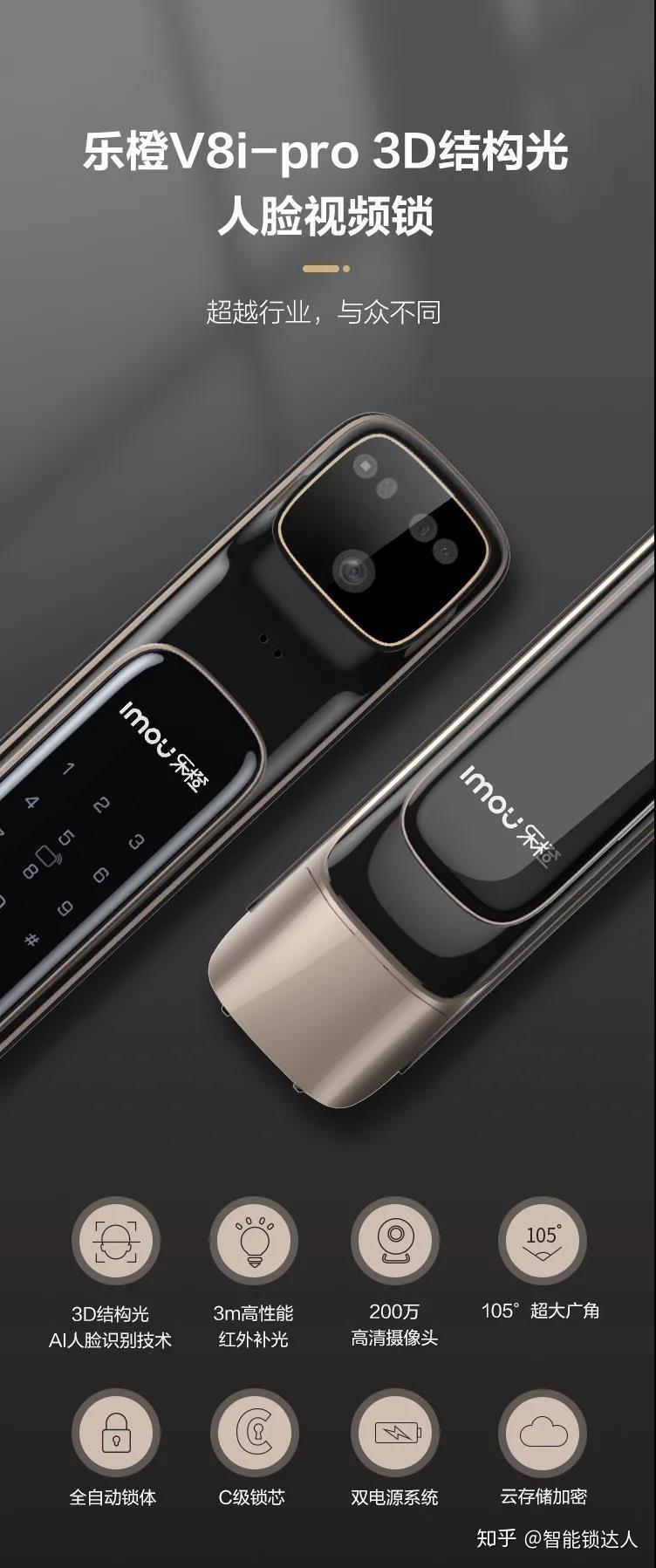乐橙再发新品V8i-Pro 3D人脸视频锁：实现1>2、人脸开锁、远程可视双重保障 - 知乎