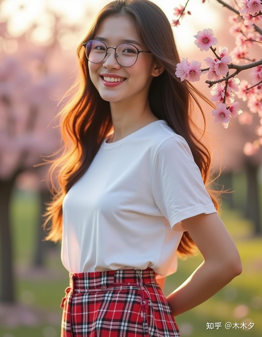JK，格子裙，白T恤，眼镜 | FluxDev | 提示词 - 知乎