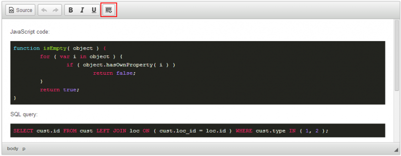 Code Snippet Sample