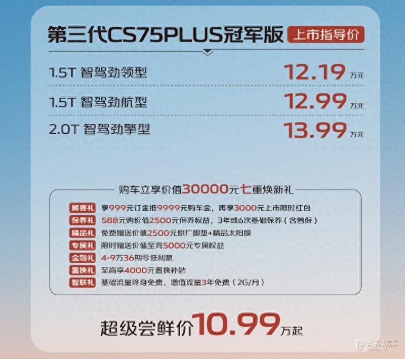 长安CS75PLUS冠军版上市！最低不到11万！配L2级智驾，稳当销冠？ - 知乎