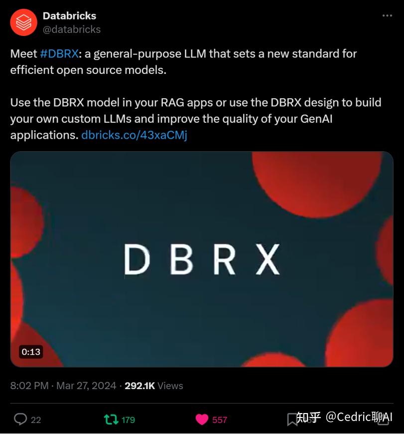 新全球最强开源AI模型DBRX：1320亿参数，全面超越GPT-3.5，4倍效率提升 - 知乎