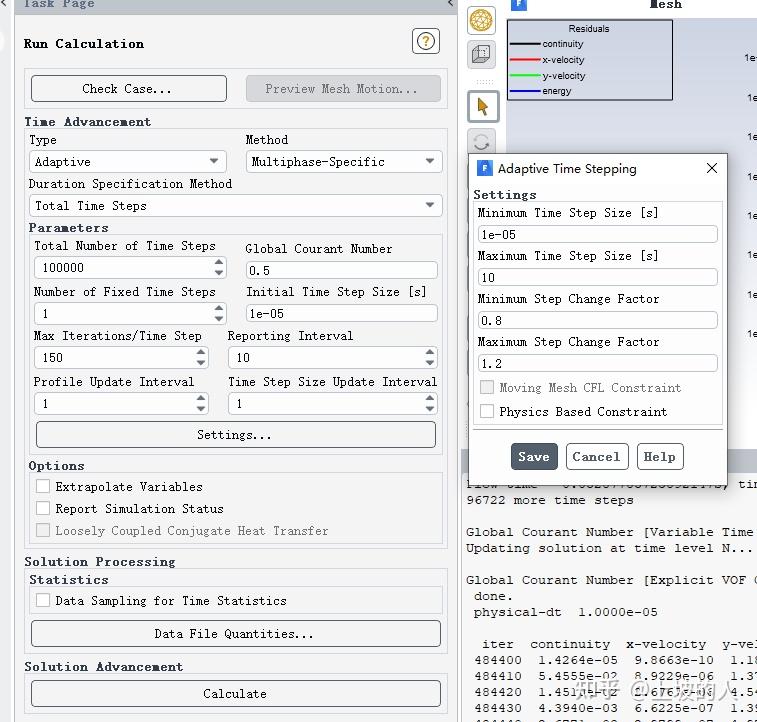 fluent2021r1中选中adaptive time step，点击setting，发现里面默认最小的时间步长就是1e-5，特别注意，需要 ...