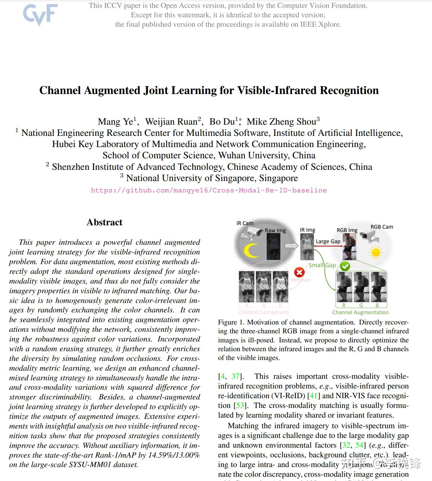 MindSpore论文10 [ICCV]:基于通道增广的红外-可见光跨模态识别方法 - 知乎