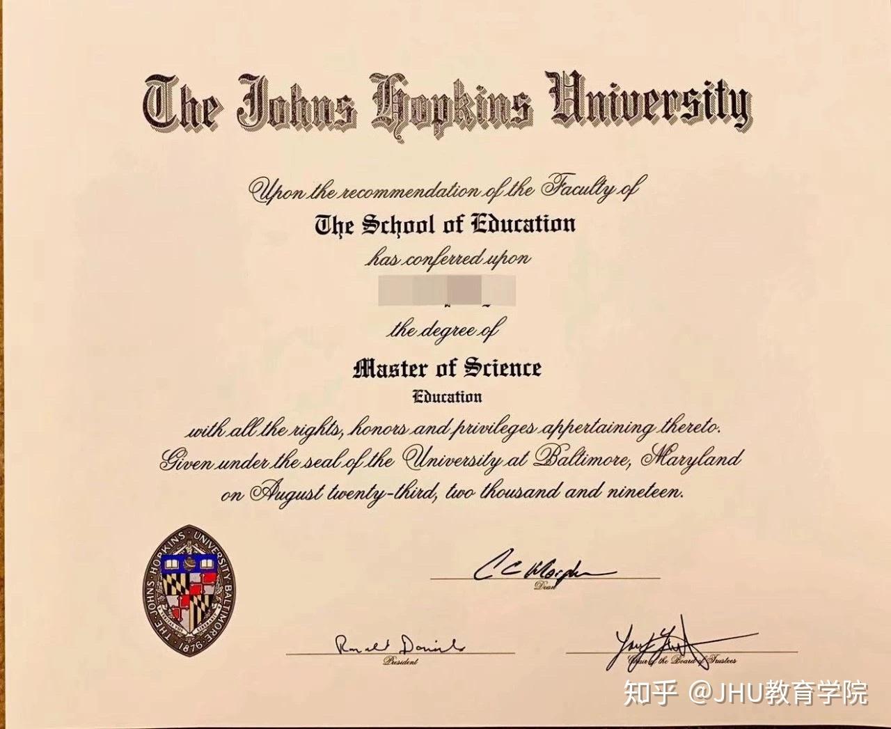 JHU教育学院ITGL项目的毕业证书长什么样子？ - 知乎