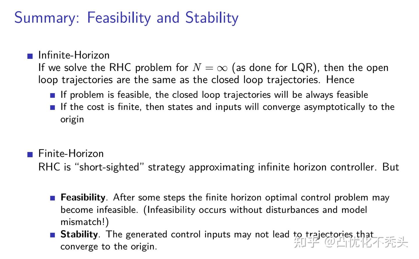 【Linear MPC入门】Model Predictive Control Algorithm, Feasibility and Stability - 知乎