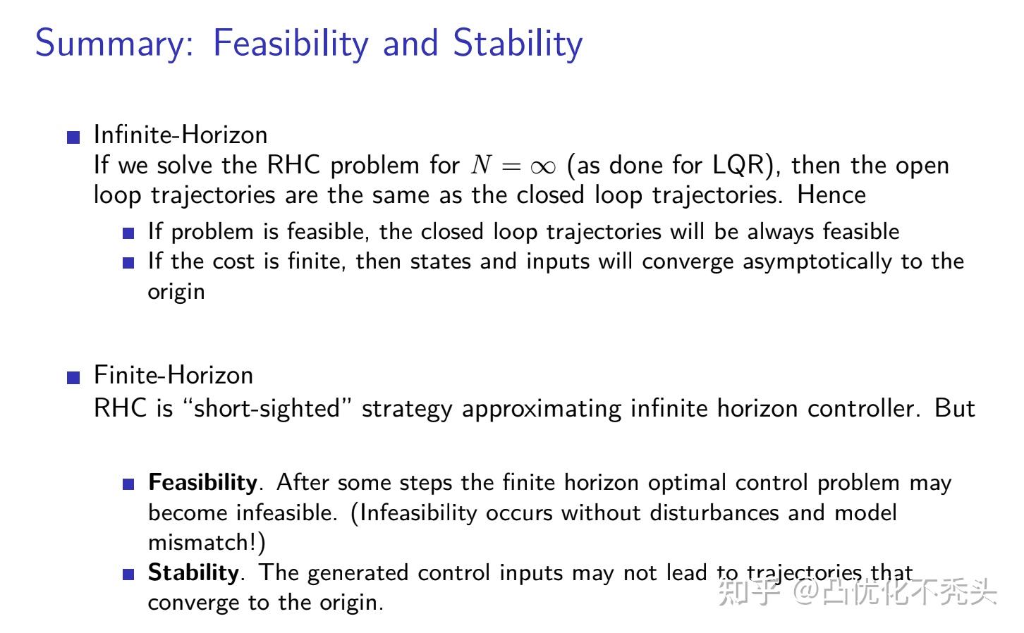 【Linear MPC入门】Model Predictive Control Algorithm, Feasibility and Stability - 知乎
