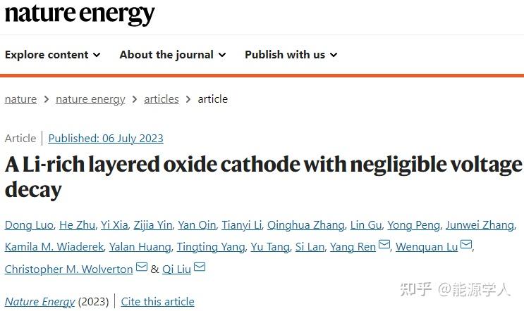 今日Nature Energy：加“帽”富锂锰基正极实现超低电压衰减 - 知乎