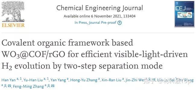 哈理工张凤鸣团队CEJ：WO3@COF/rGO催化剂，高效光催化制氢！ - 知乎