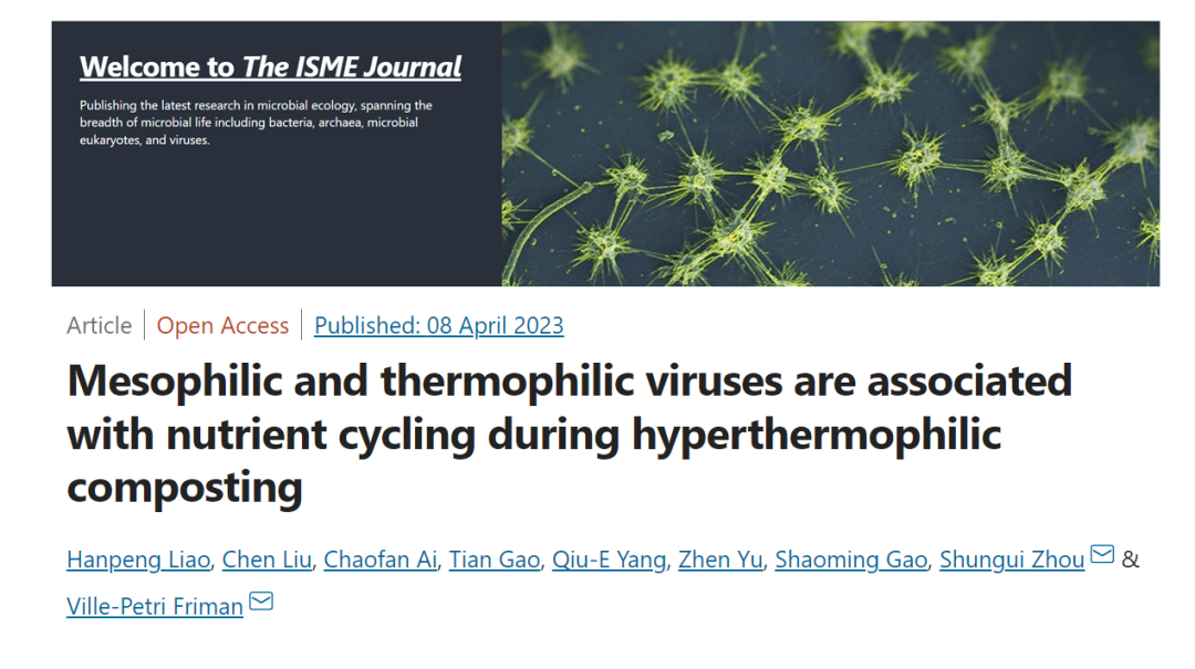 凌波微课讲师文章|福建农林大学周顺桂团队ISME J：首次发现嗜热病毒参与超高温堆肥过程中碳氮养分转化过程 - 知乎