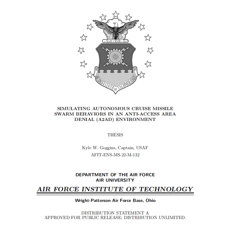 《反介入区域拒止（A2AD）环境中自主巡航导弹蜂群行为的仿真》美国空军大学2022最新69页报告 - 知乎