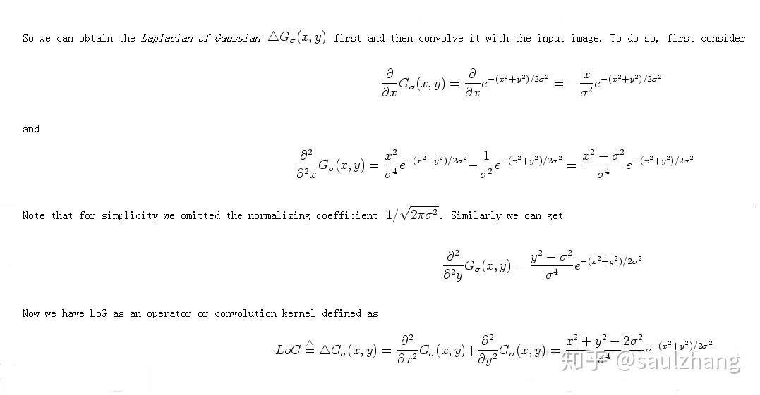 高斯拉普拉斯算子（Laplacian of Gaussian, LoG） - 知乎
