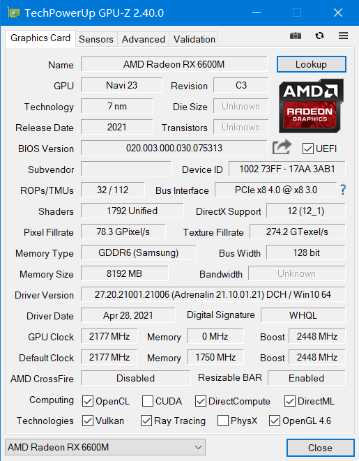 AMD Radeon RX 6600M移动显卡首发评测：重回赛场 - 知乎