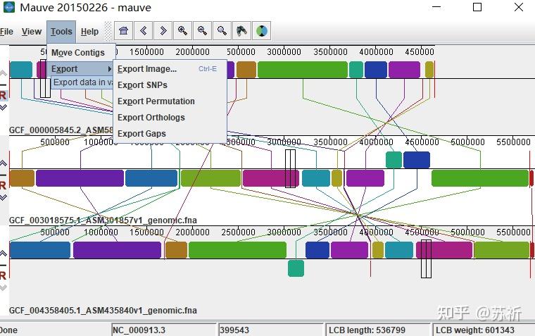 mauve：基因组共线性分析 - 知乎