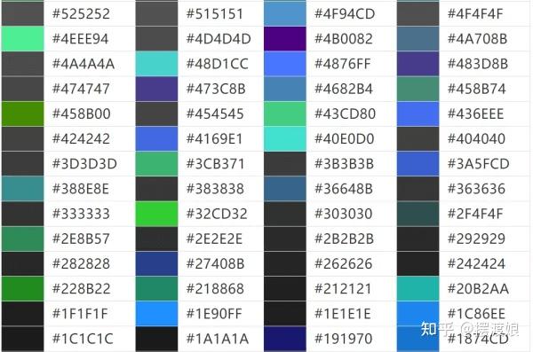 颜色代码对应表 - 知乎