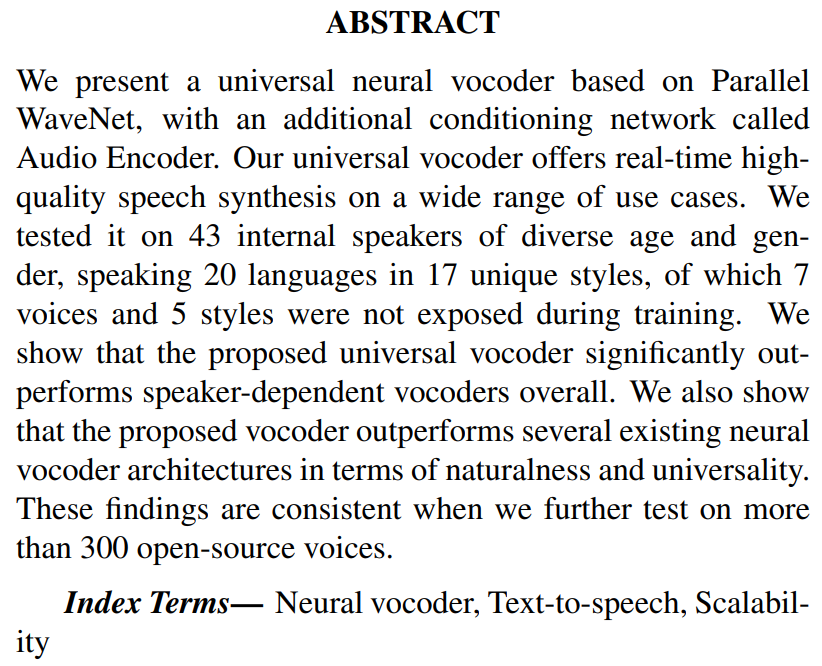 ICASSP2021 Universal Neural Vocoding with Parallel WaveNet - 知乎