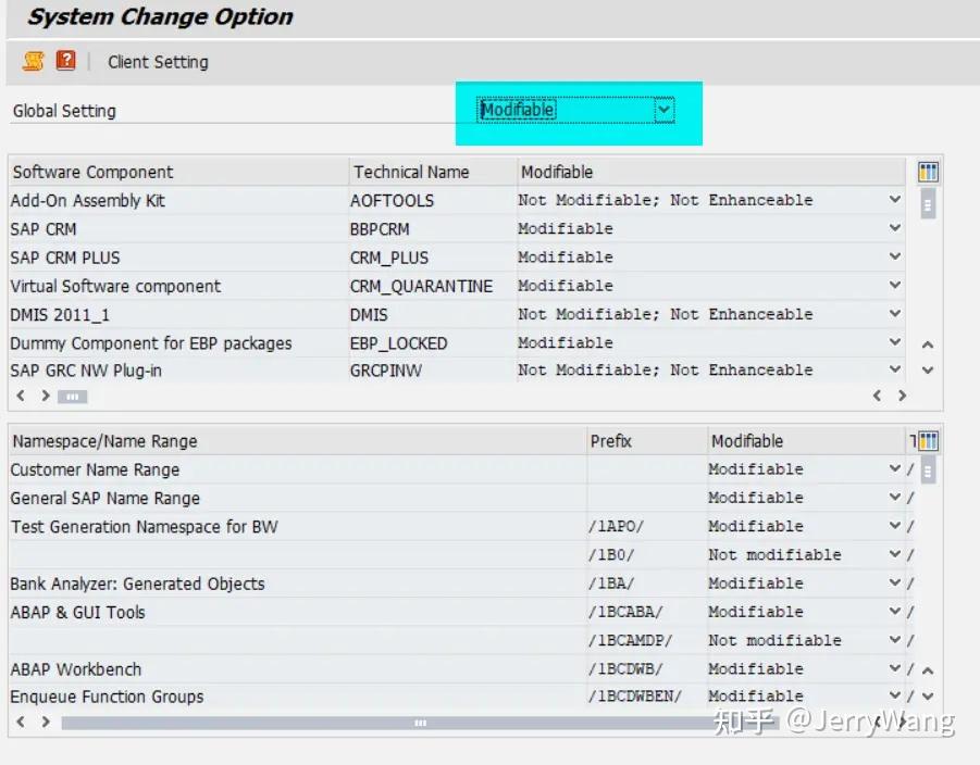 关于 SAP ABAP System Change Option 的设置 - 知乎